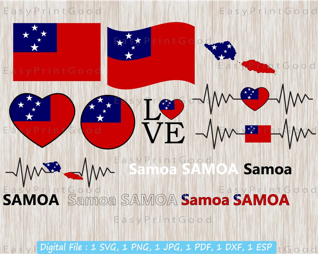 Samoa Flag SVG Bundle: Map, Heartbeat, Clipart (digital Download) - Etsy