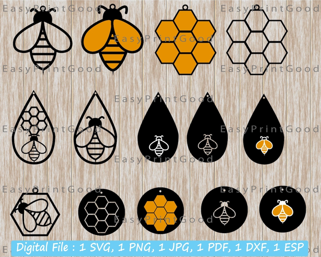 Bee Earring Svg, Honeycomb Earring Svg, Leather Earring, Cute Bee ...