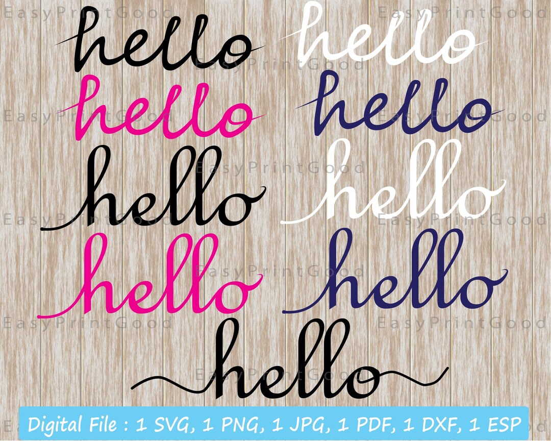 Hello Svg Family Svg Hello Clipart Home Decor Hello Bundle Handlettered ...
