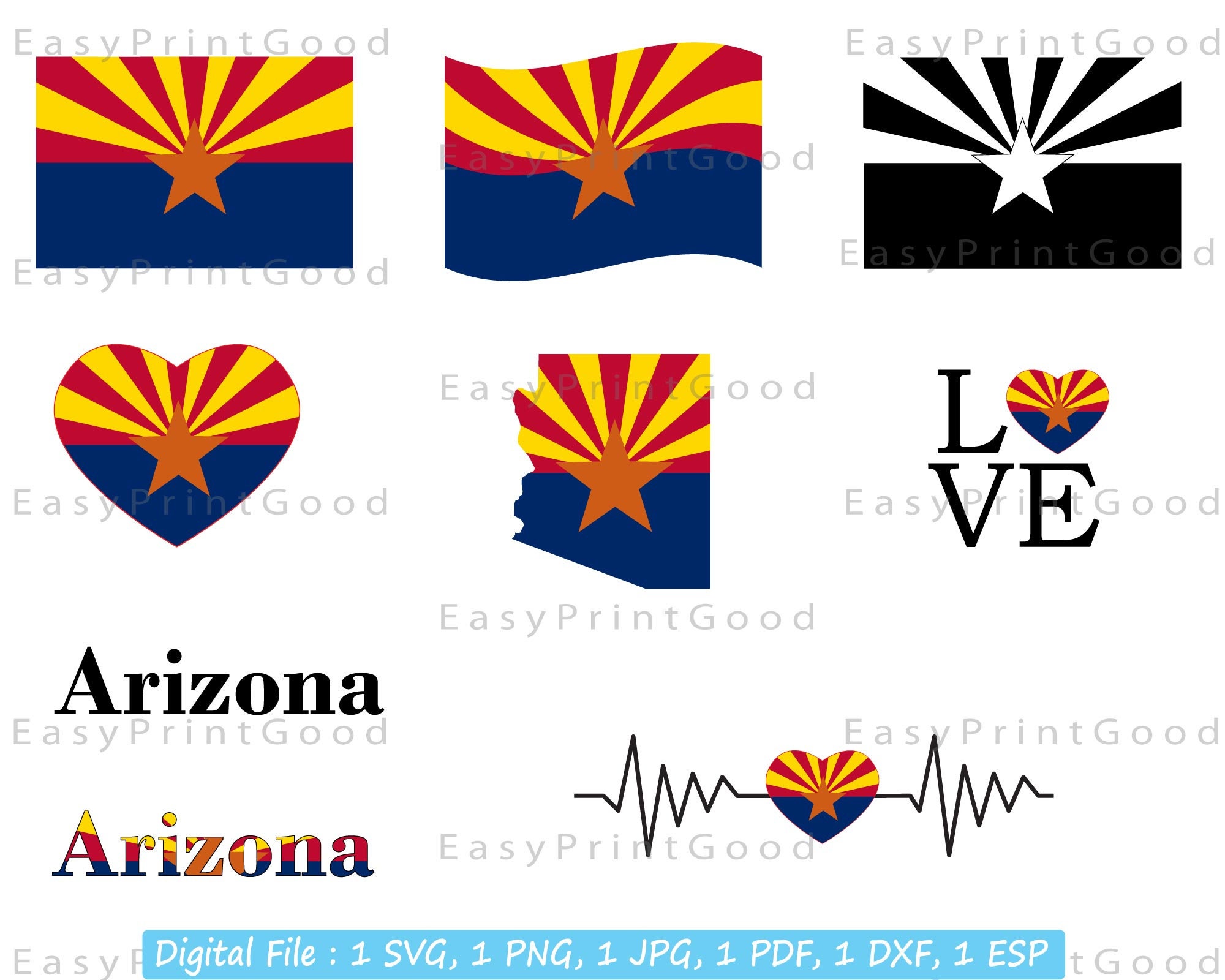 Arizona Flag Svg Arizona Flag Arizona State Svg Love - Etsy Ireland