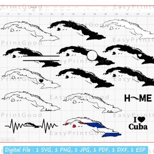 Cuba Map SVG Bundle: State Outline, Flag, Monogram (cut File) - Etsy
