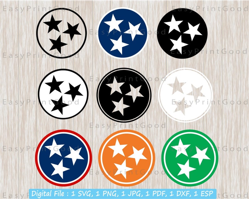 Tennessee Tristar Svg Tri-star Svg Distressed Three Stars - Etsy