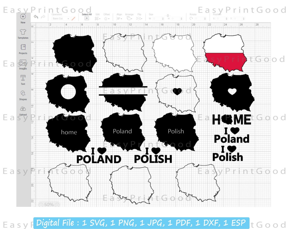 Poland Map SVG Bundle: Polish Outline, Monogram, Cricut Cut File ...