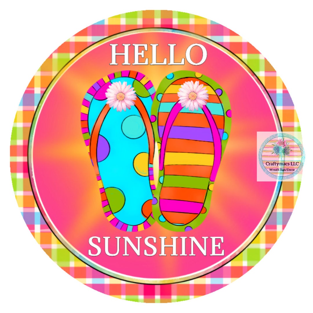 Hello Summer Flip-flop Sign, Wreath Sign, Spring Summer Sign, Home ...