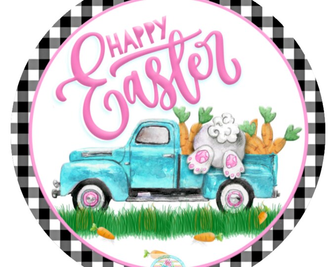 Happy Easter Sign, Truck Bunny Sign, Easter Sign, Easter Decor, Holiday ...