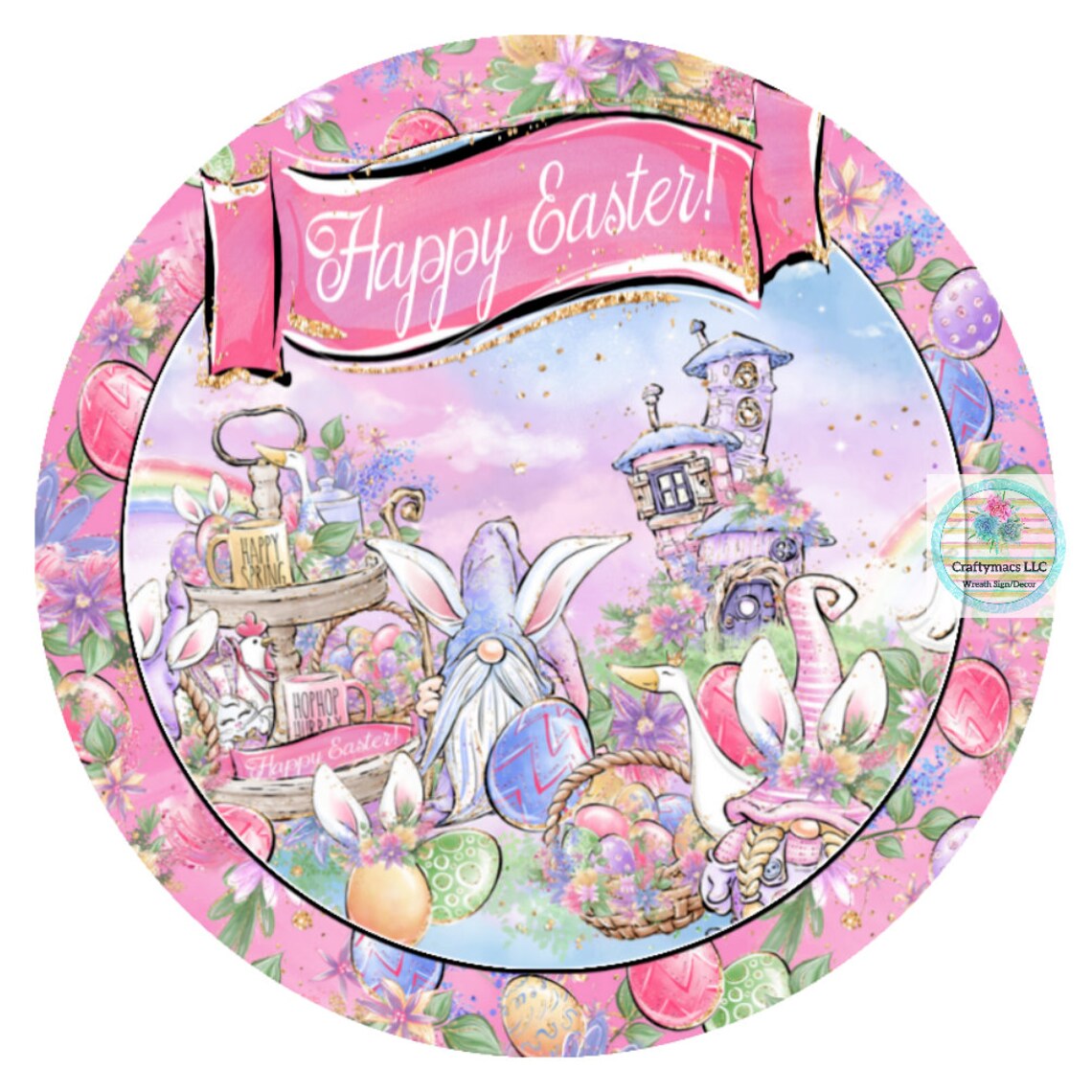 Wreath Sign, Happy Easter Gnome Sign, Easter Egg Sign, Spring Sign ...