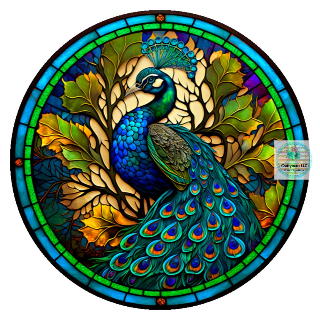 Peacock Stained Glass Sign, Wreath Sign, Everyday Sign, Home Decoration ...