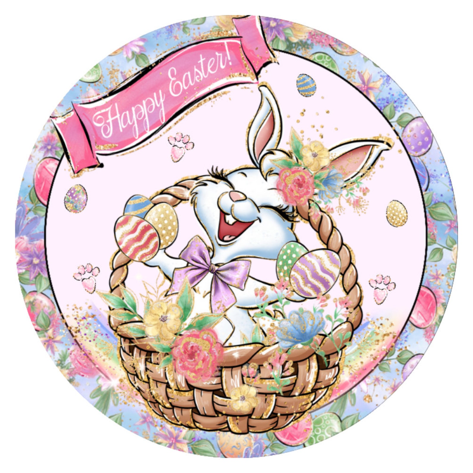 Wreath Sign Happy Easter Bunny Sign Easter Egg Sign Spring - Etsy