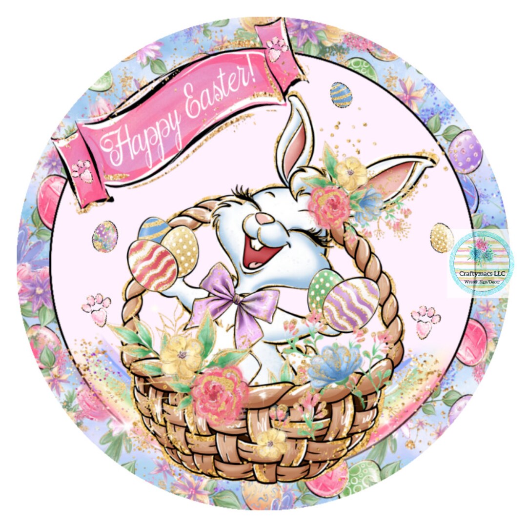 Wreath Sign, Happy Easter Bunny Sign, Easter Egg Sign, Spring Sign ...