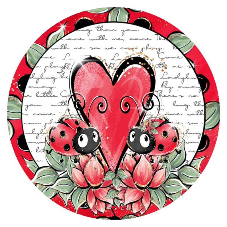Wreath Sign Valentines Day Ladybugs Heart Sign Holiday - Etsy