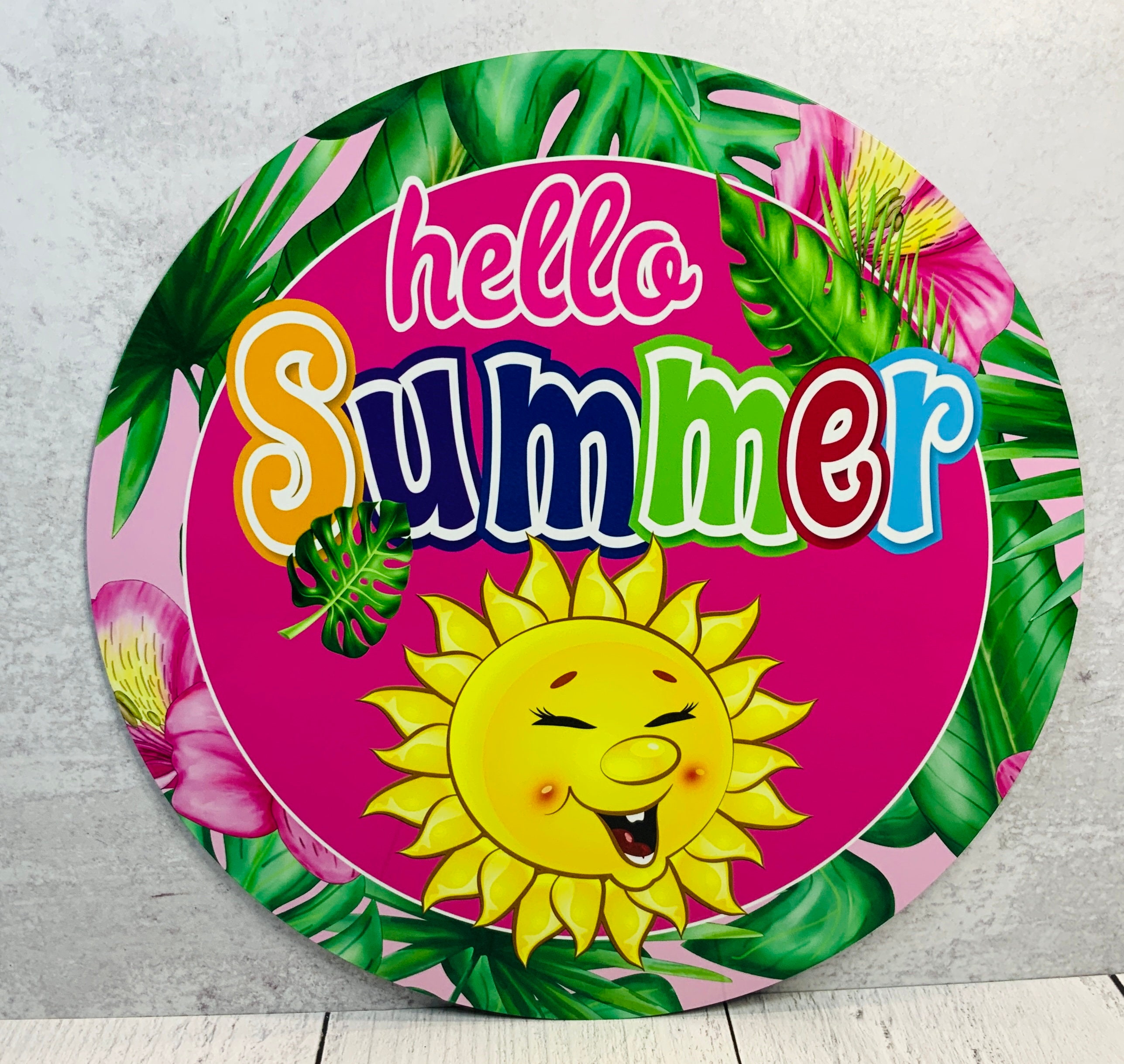Wreath Sign Hello Summer Sun Sign Spring Sign Summer Sign | Etsy