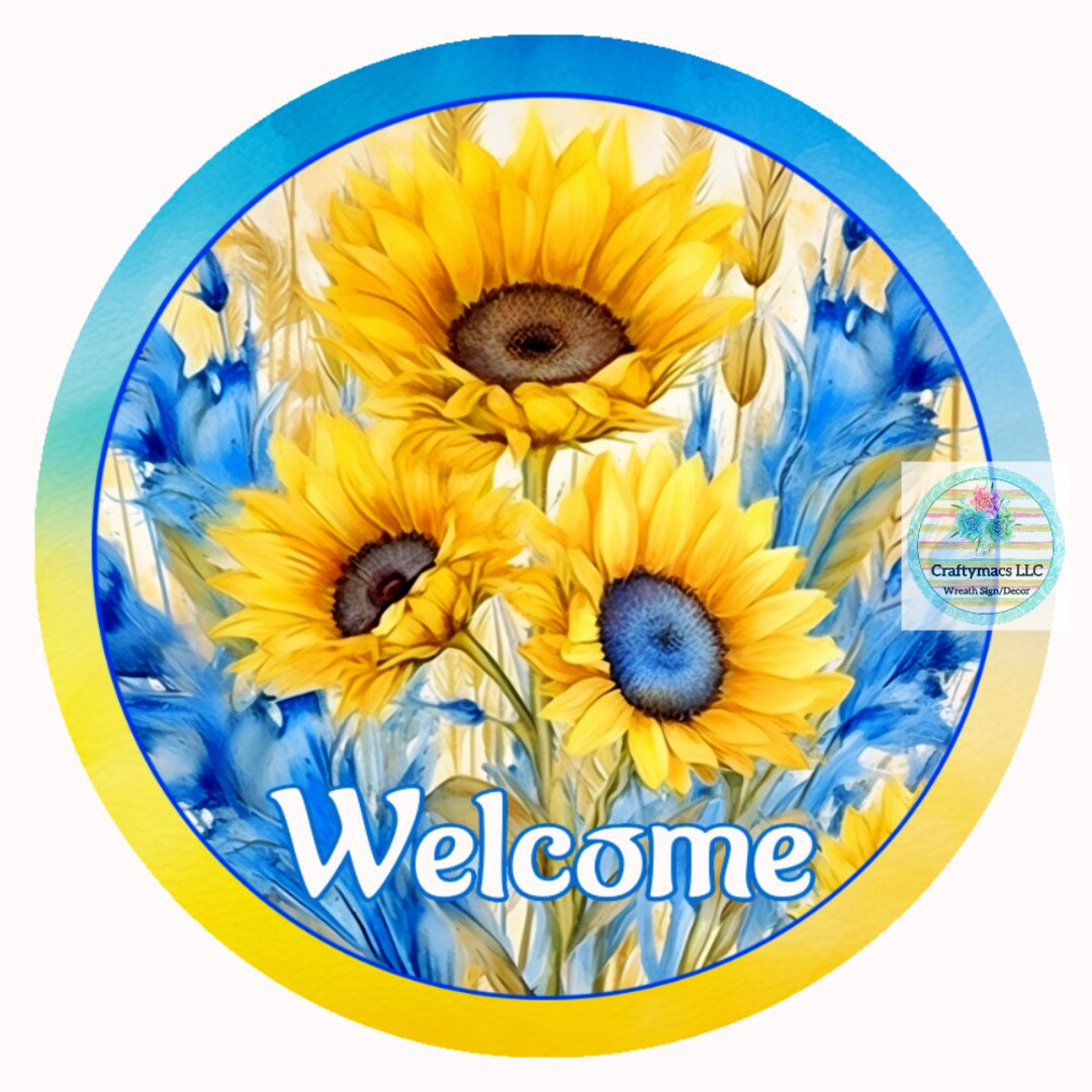 Welcome Sunflower Sign, Wreath Sign, Spring Summer Sign, Home ...