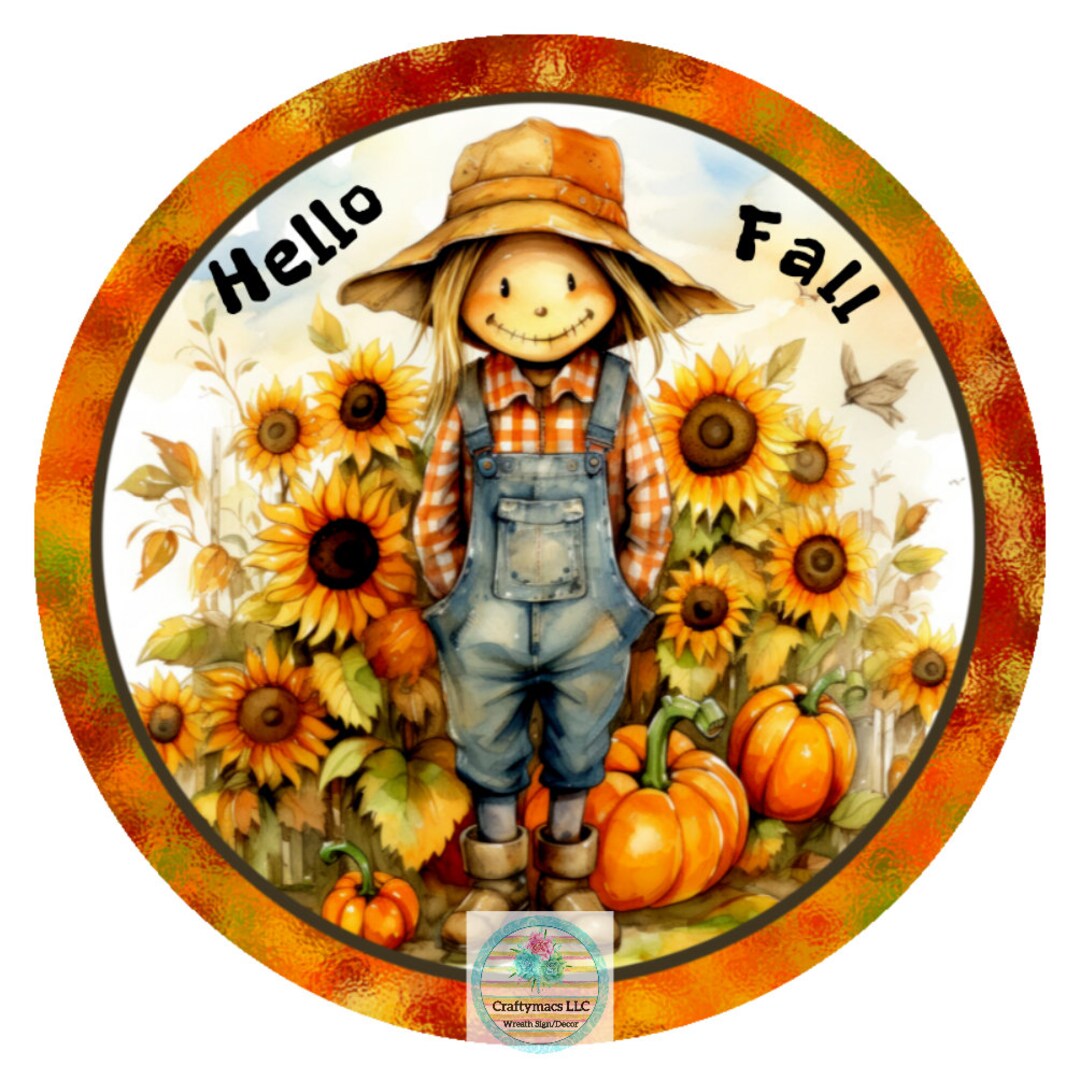 Hello Fall Scarecrow Sign Fall Leaf Metal Sign Autumn - Etsy