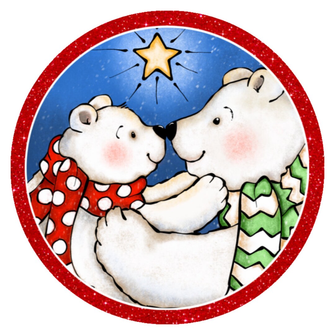 Wreath Sign, Polar Bear Hugs Sign, Christmas Sign, Winter Sign, Home ...