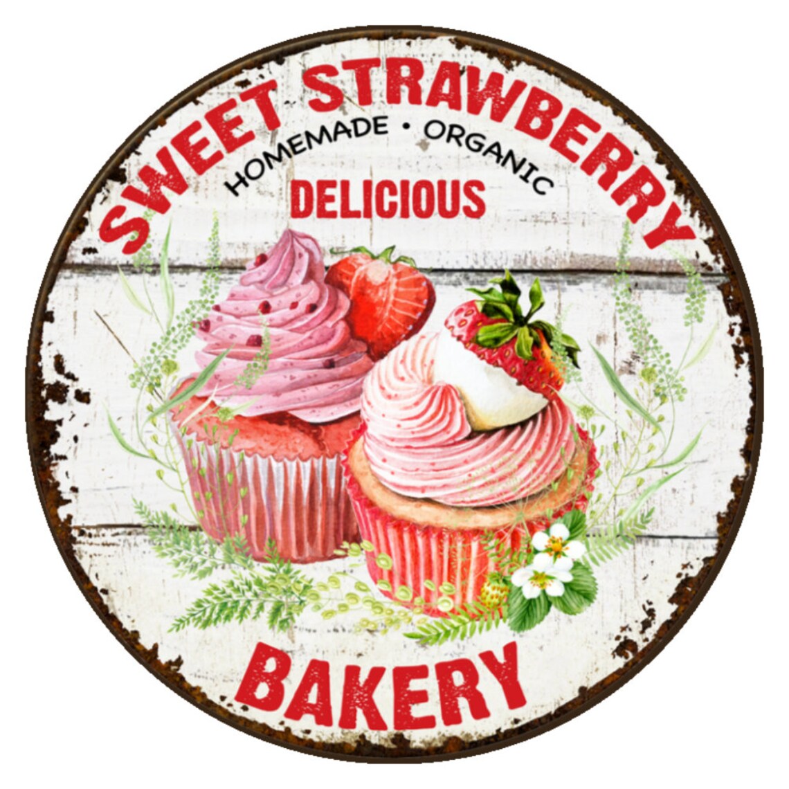 Wreath Sign Sweet Strawberry Bakery Sign Spring Summer Sign - Etsy