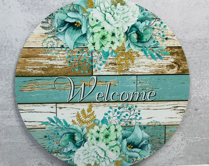 Wreath Sign Welcome Sign Spring Summer Sign Floral Sign | Etsy