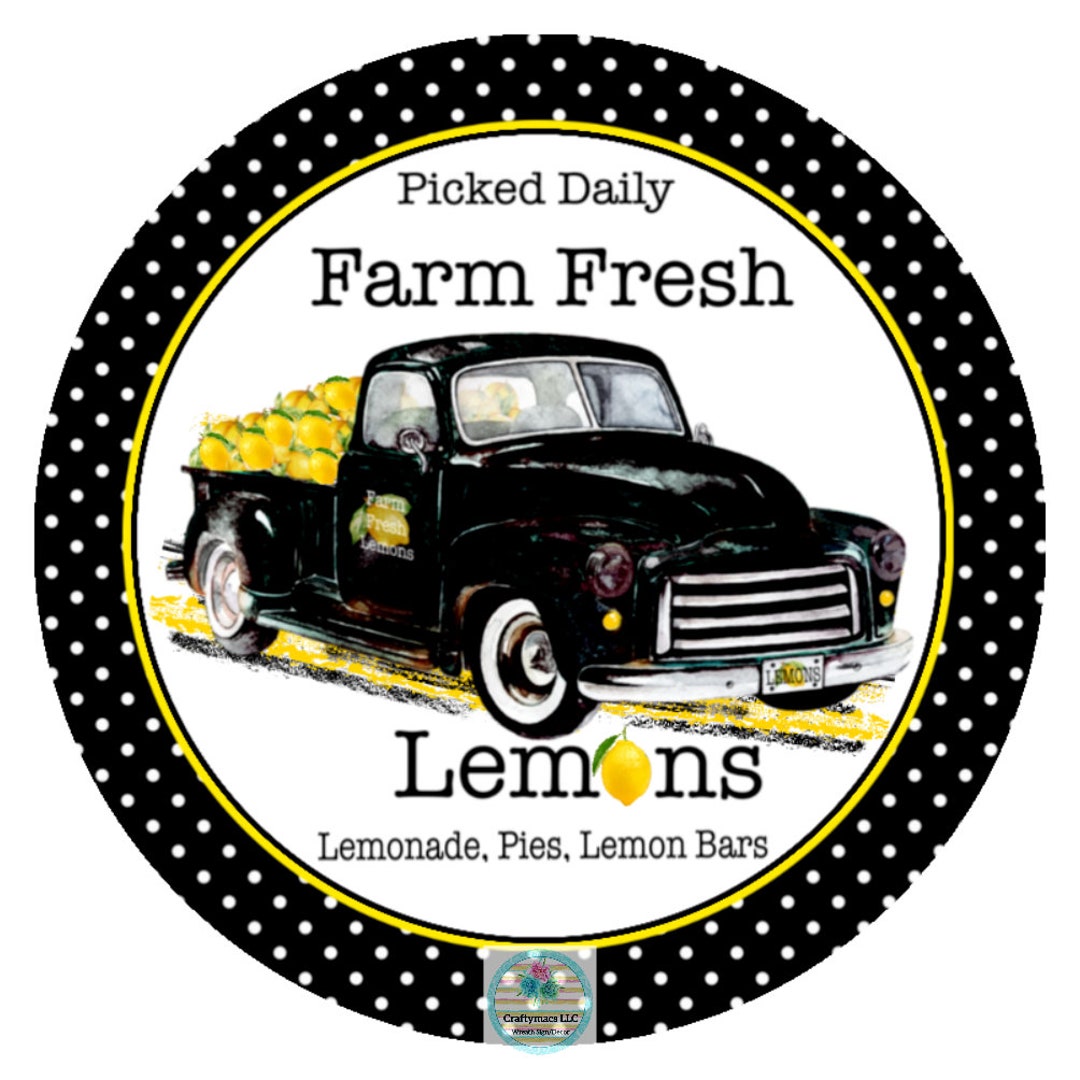 Wreath Sign, Farm Fresh Lemons Sign, Spring Summer Sign, Lemon Sign ...
