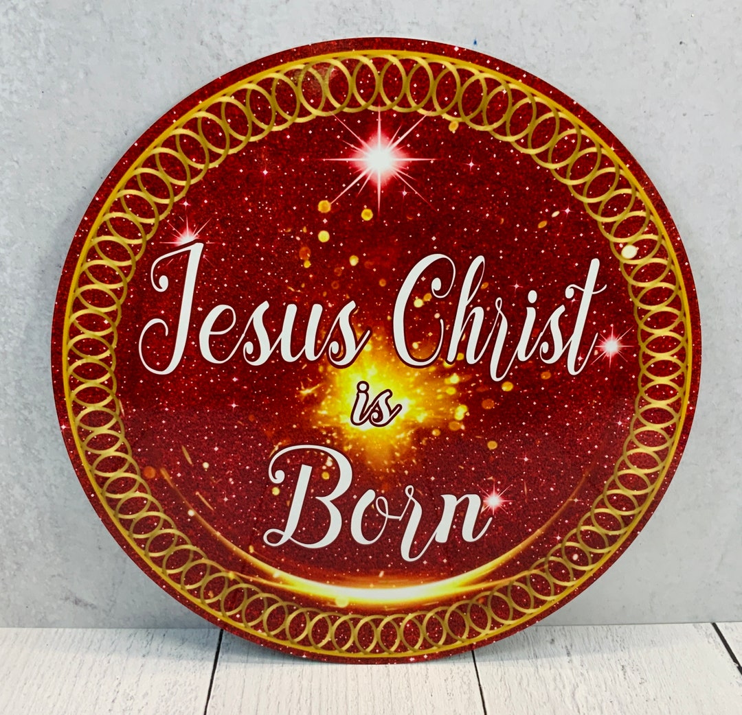 Wreath Sign Jesus Christ is Born Sign Winter Sign Holiday - Etsy