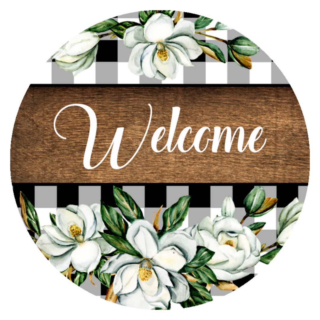 Magnolia Welcome Spring Summer Sign, Wreath Sign, Door Decor - Etsy