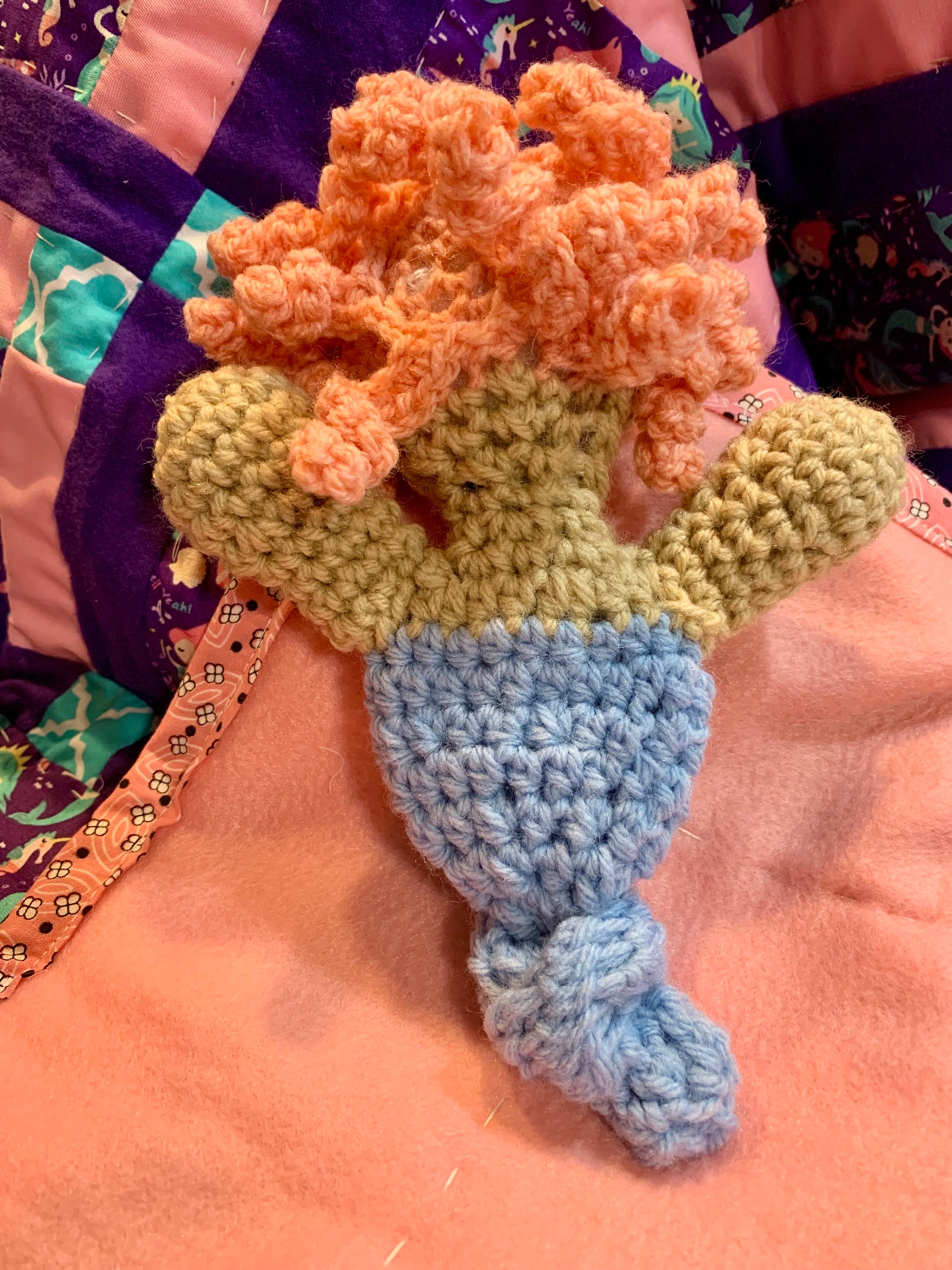 Mermaid Lovey Mermaid Baby Blanket Baby Stuffy Crochet Mermaid Handmade ...