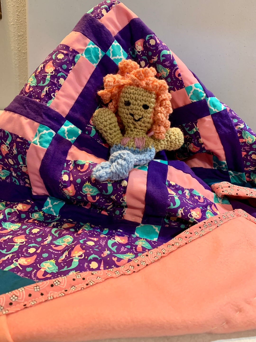 Mermaid Lovey Mermaid Baby Blanket Baby Stuffy Crochet Mermaid Handmade ...