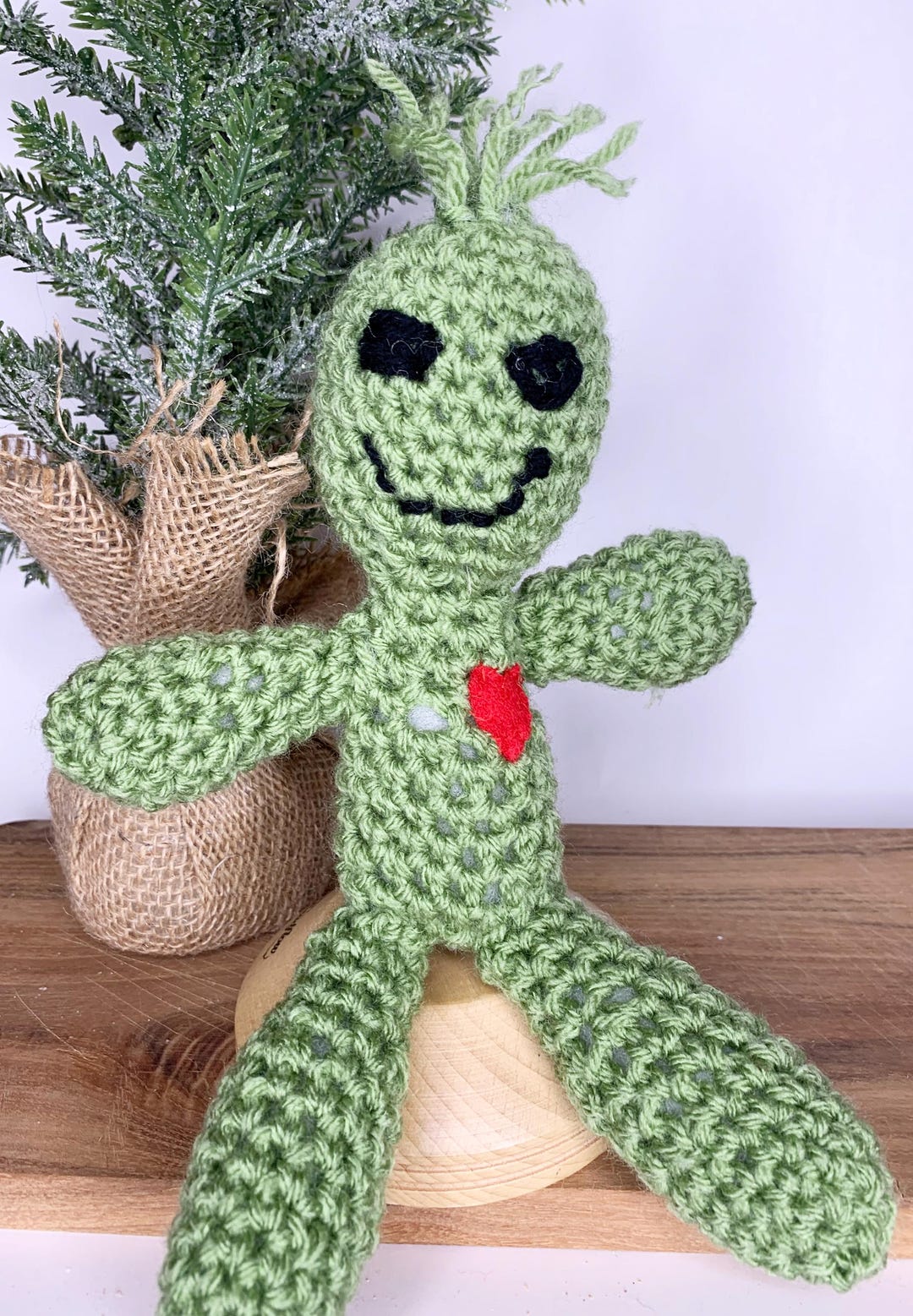 Smiley Grinch With New Heart – Handmade Holiday Stuffy | Grandma’s Mix ...