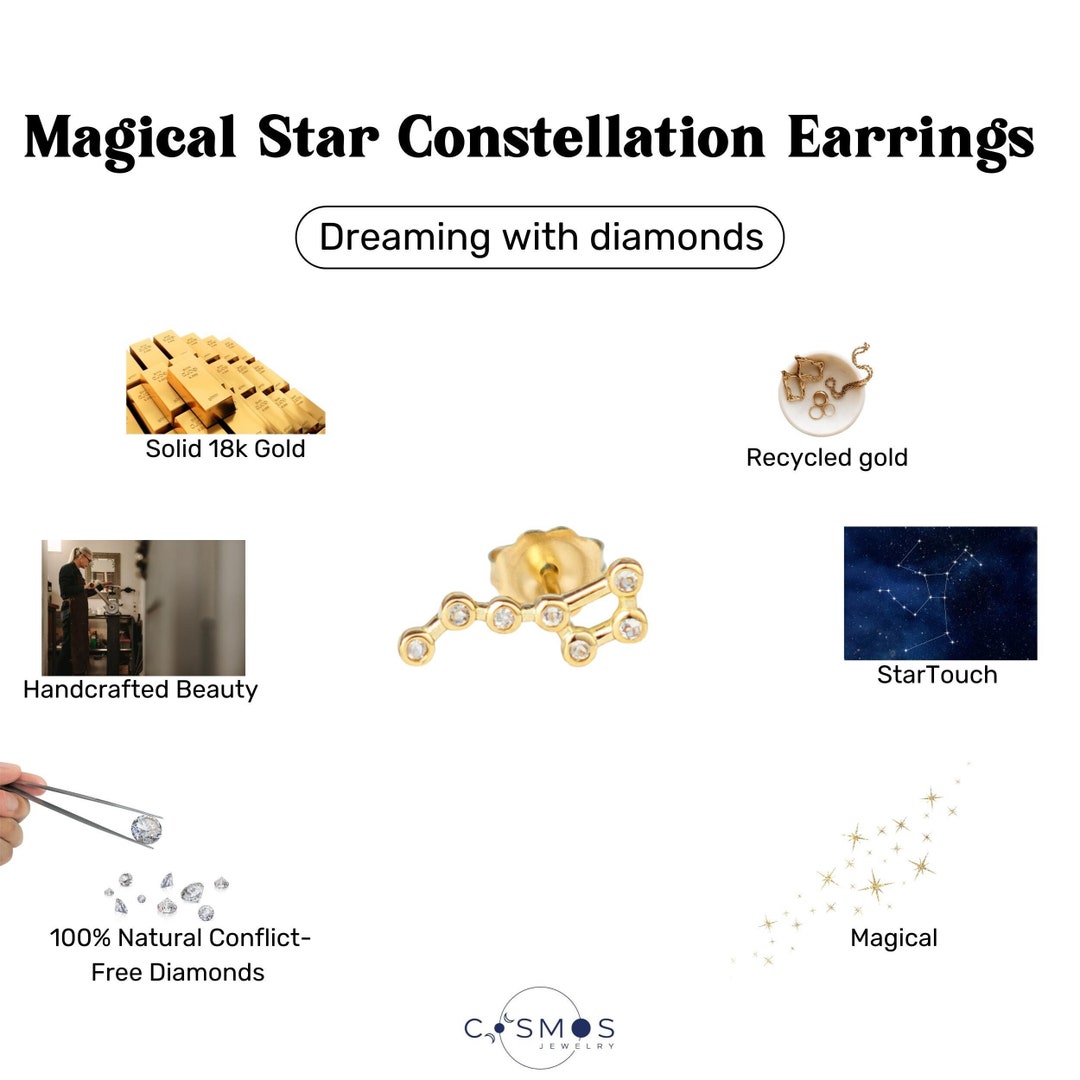 Diamond Constellation Ear Climber in 18K Recycled Gold • Zodiac Star ...