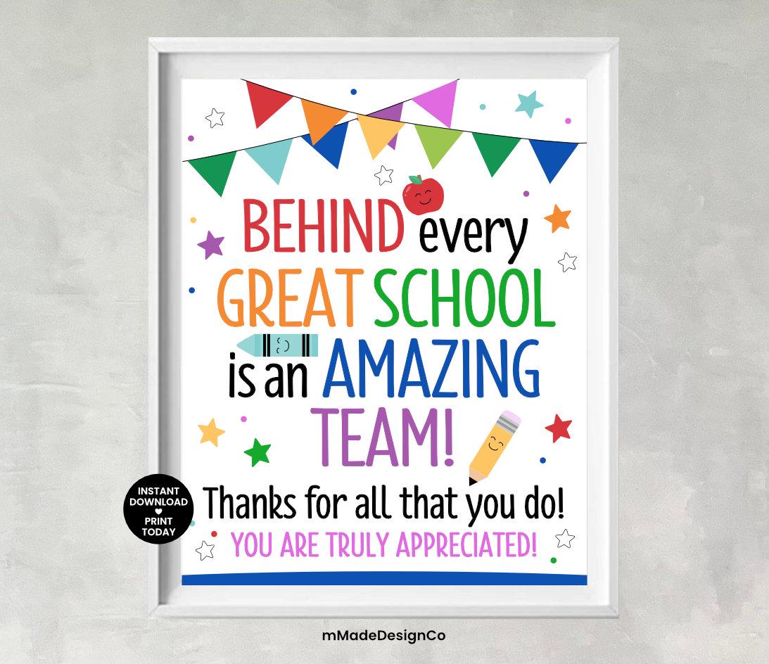 Teacher and Staff Appreciation Sign Amazing Team Thank You Sign Teacher ...