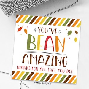 You've Bean Amazing Fall Thank You Gift Tags for Jelly Beans ...