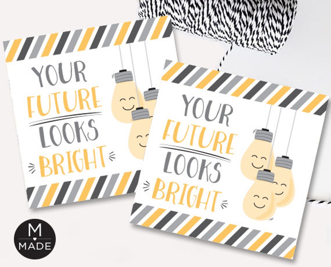 Your Future Looks Bright, Light Bulb Favor Tags, Graduation Party ...