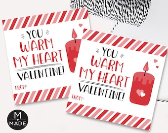 You Warm My Heart Valentine Valentine's Tags Valentines | Etsy