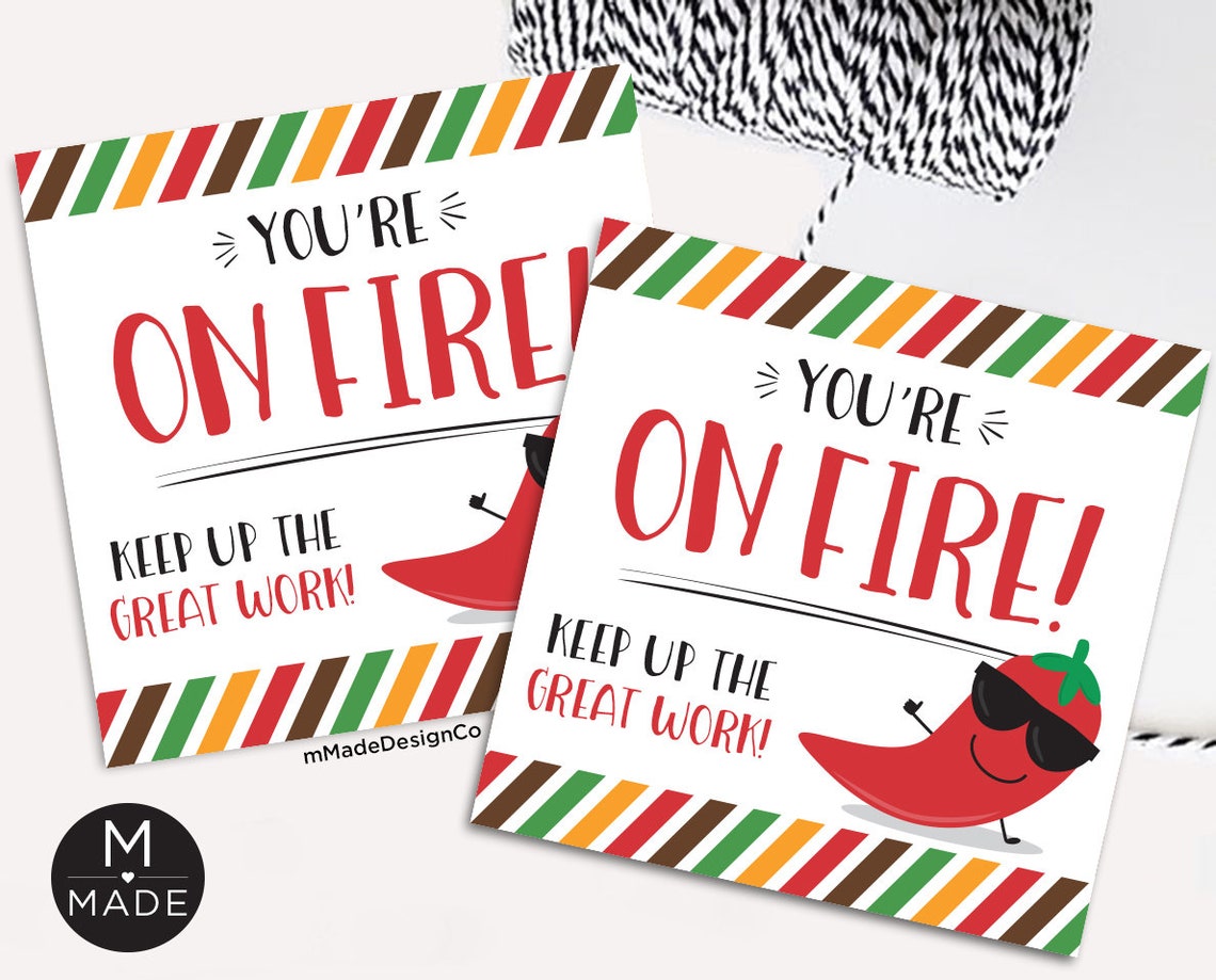 You're on Fire Tags Employee Appreciation Team - Etsy