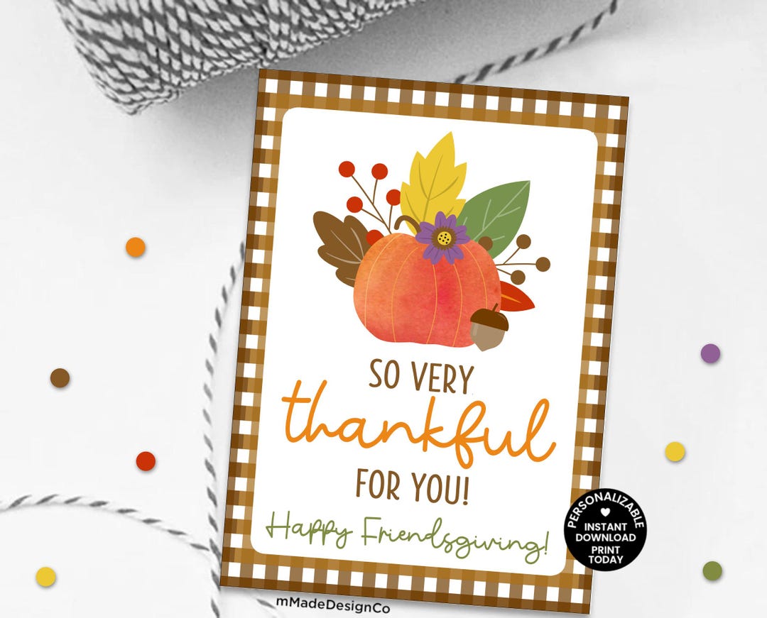 Happy Friendsgiving Gift Tags Printable Pumpkin Floral Fall Autumn ...