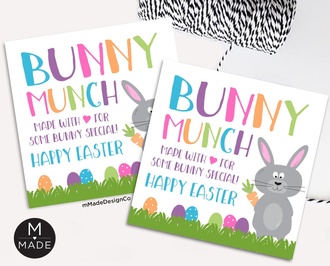 Bunny Munch Snack Mix Tags, Easter Trail Mix, Baking, Homemade Snack ...