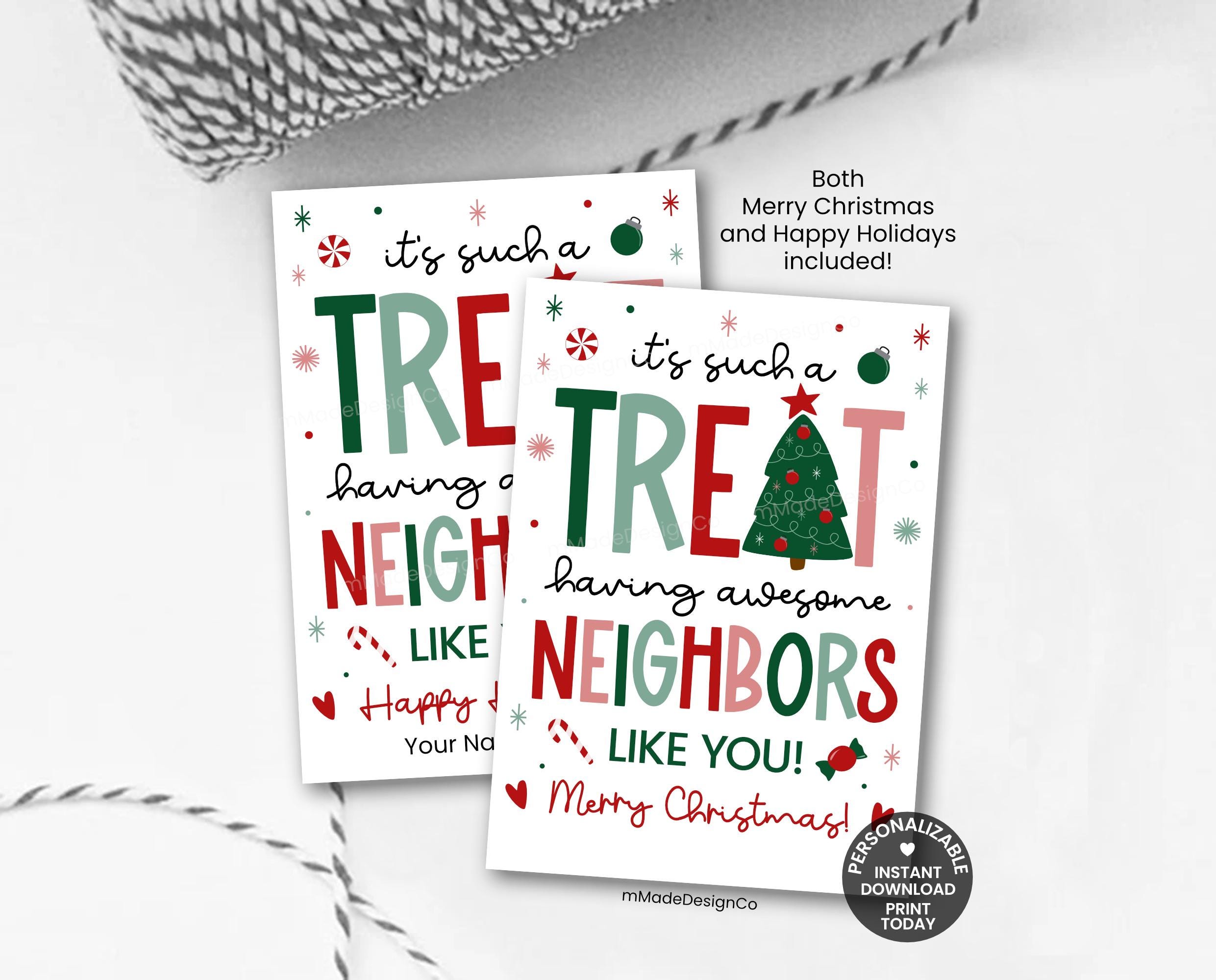 Christmas Neighbor Gift Tags Personalizable Template Such A Treat ...
