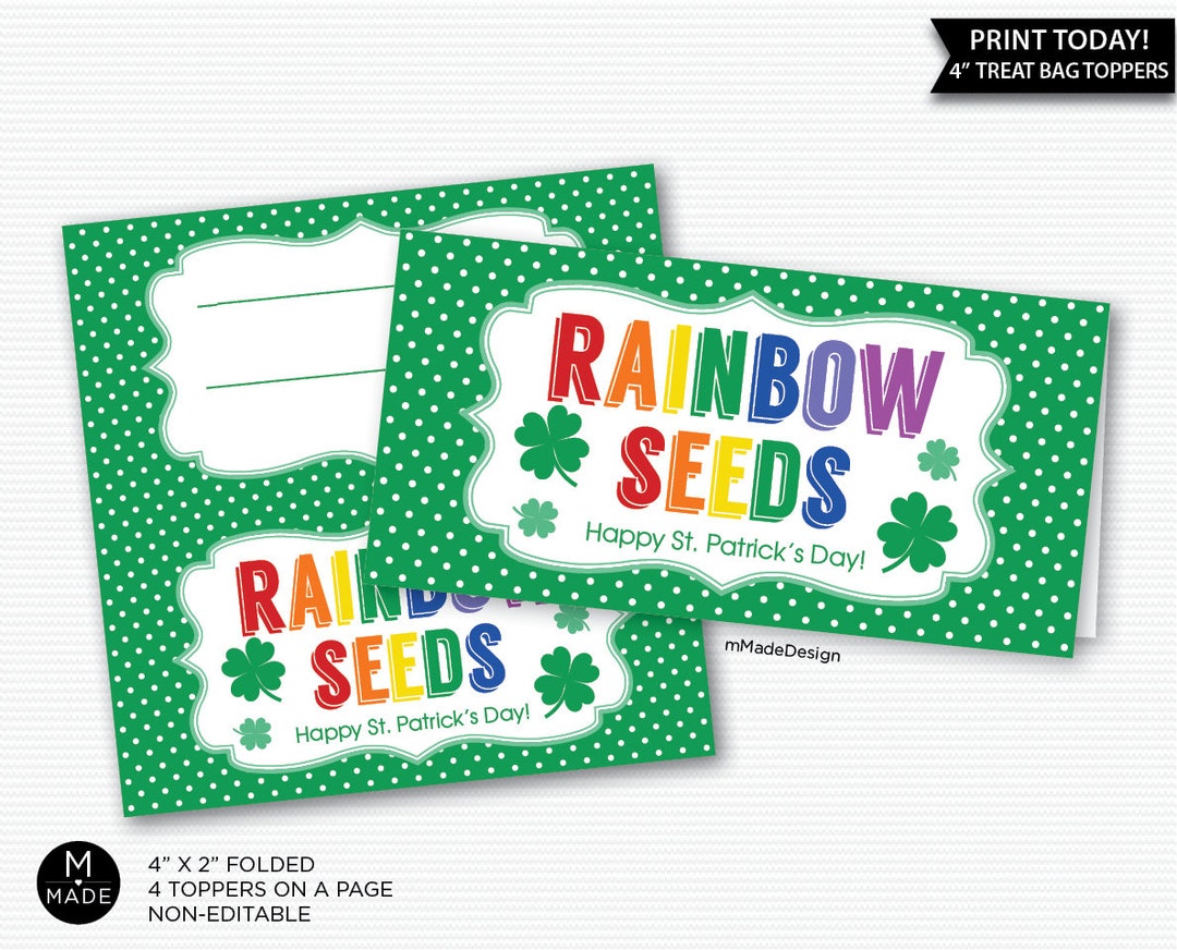 Rainbow Seeds St. Patrick's Day Bag Toppers Fruit Candy Treat Bags St ...