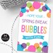 Spring Break Bubbles Tags, Hope Your Spring Break Bubbles With Fun ...