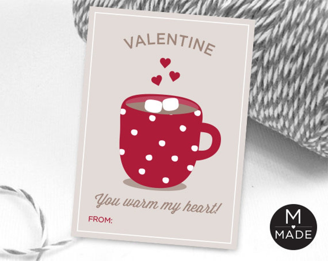 Cocoa Valentines Card, Hot Cocoa Valentines, Hot Chocolate Valentines ...