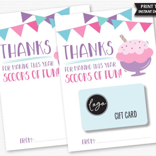 Teacher Appreciation Printable Gift Card Holder Ice Cream - Etsy