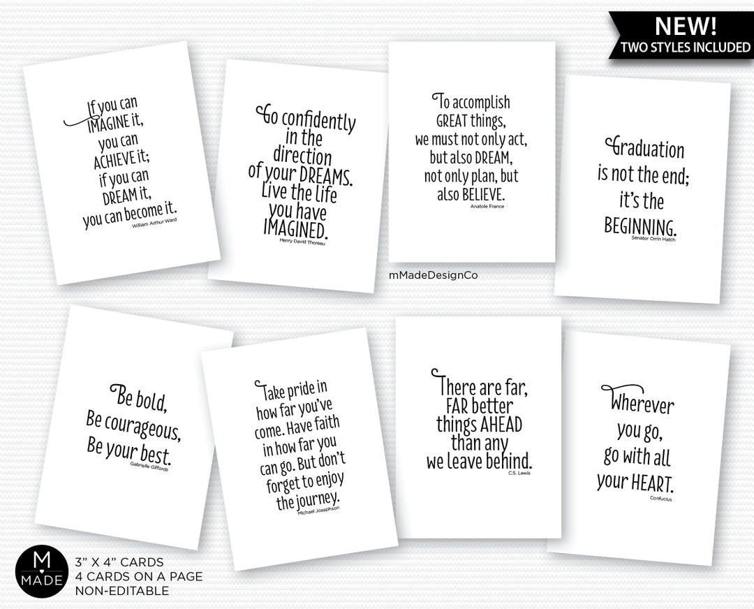 Graduation Quote Cards Printable Graduation Embellishments Decorations ...