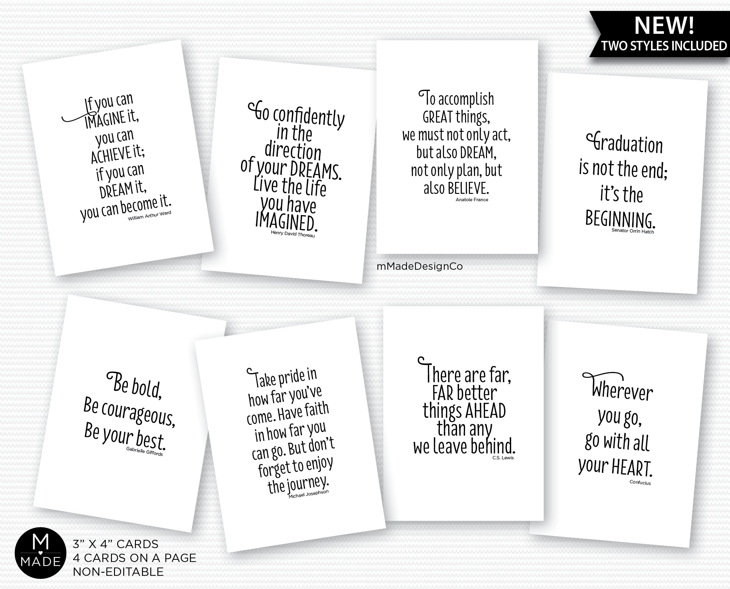Graduation Quote Cards Printable Graduation Embellishments Decorations ...