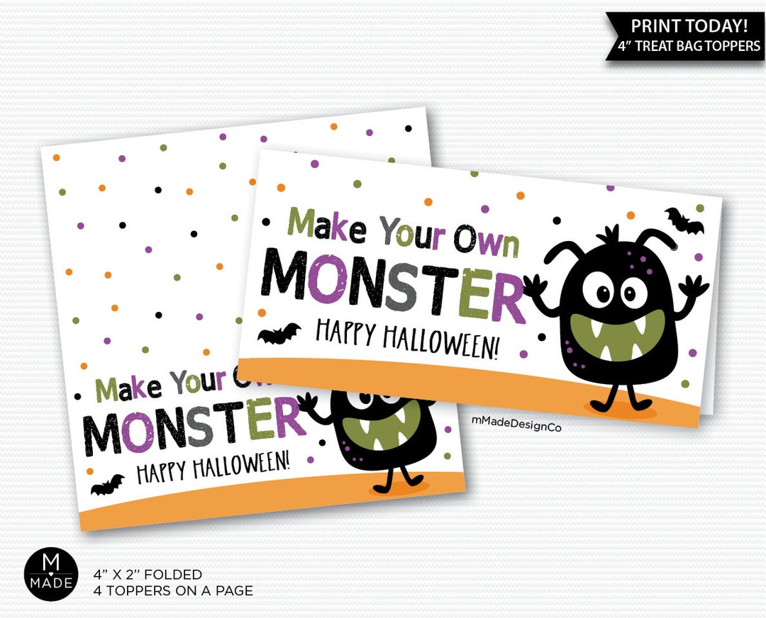 Make Your Own Monster Bag Labels Halloween Treat Bag Toppers DIY ...