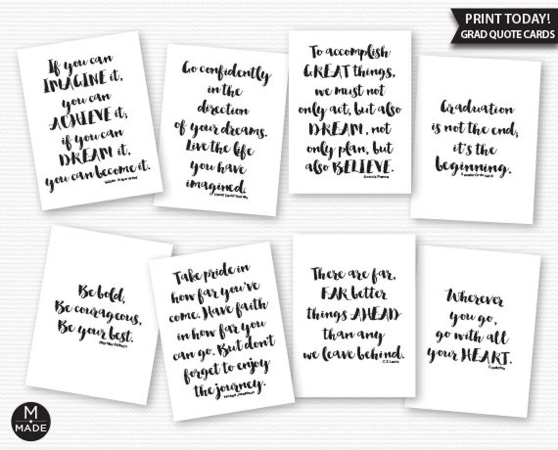 Graduation Quote Cards Printable Graduation Embellishments | Etsy