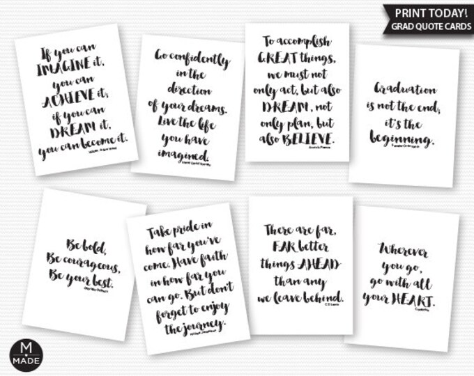 Graduation Quote Cards Printable Graduation Embellishments - Etsy