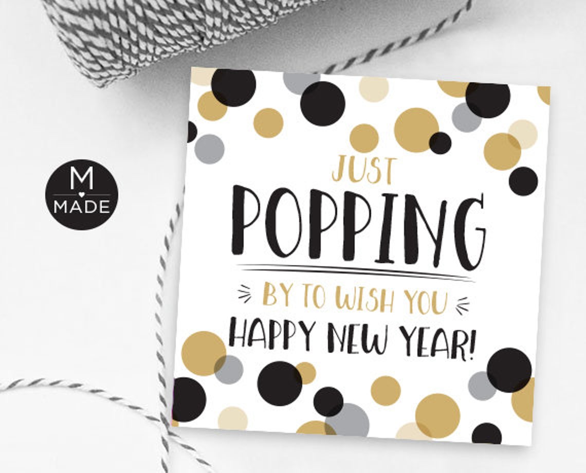 Popping by to Wish You Happy New Year Tags Pop Gift Tag - Etsy