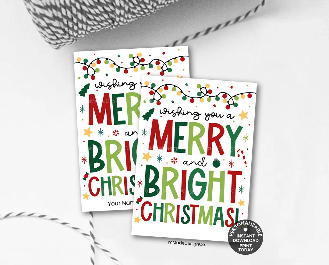 Wishing You A Merry and Bright Christmas Gift Tags Personalizable ...