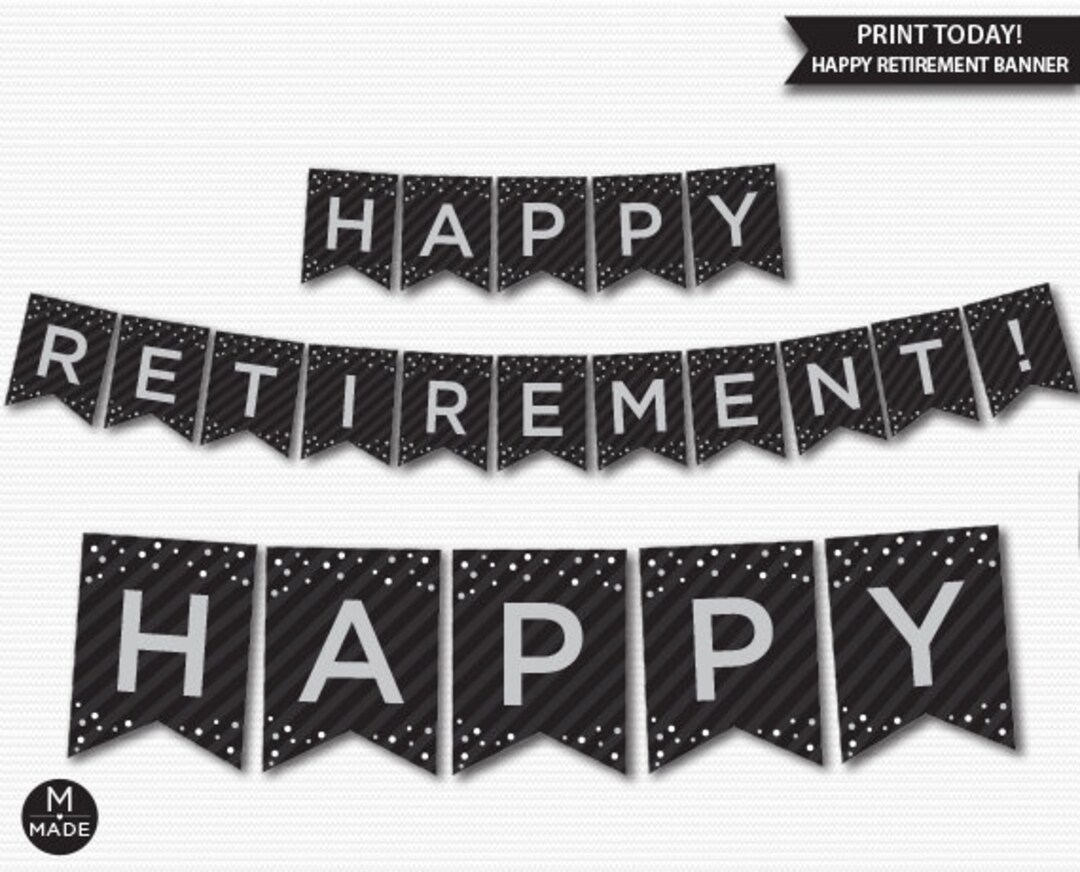 Happy Retirement Banner, Printable Banner, DIY Banner, Retirement Party ...