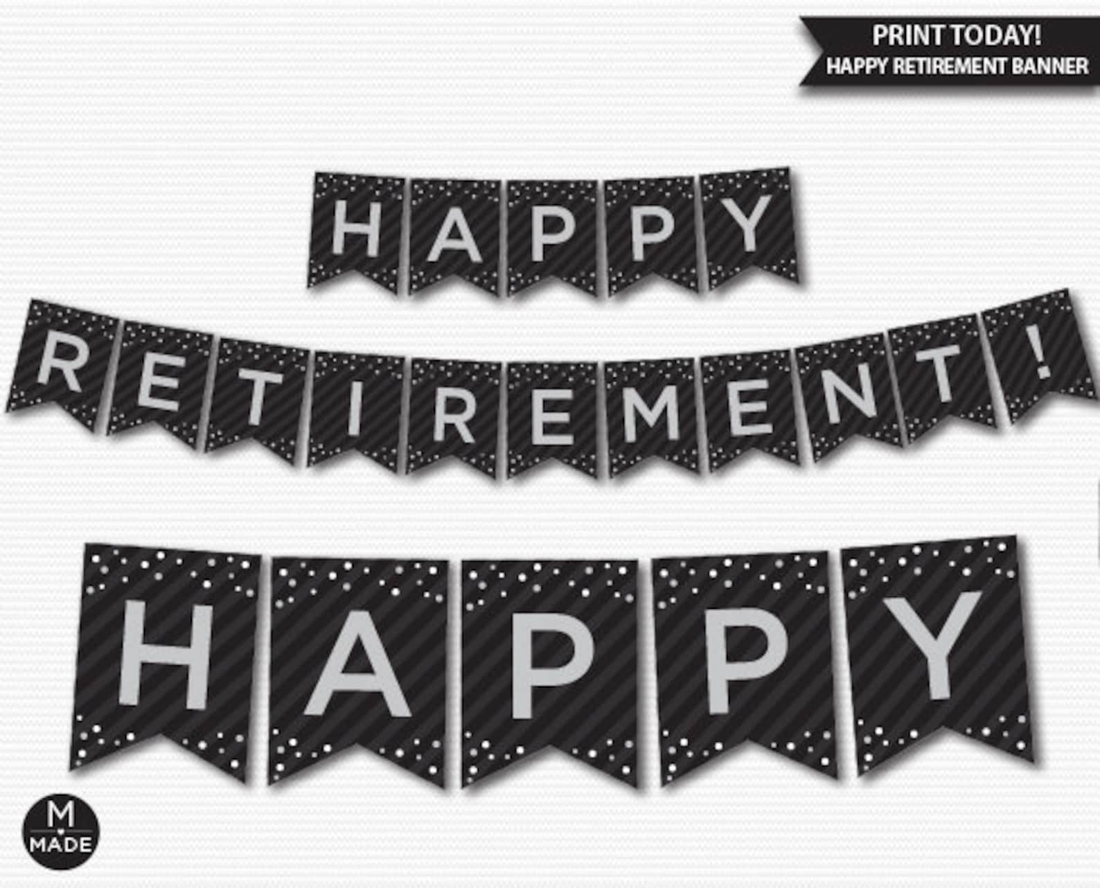 Happy Retirement Banner Printable Banner DIY Banner - Etsy