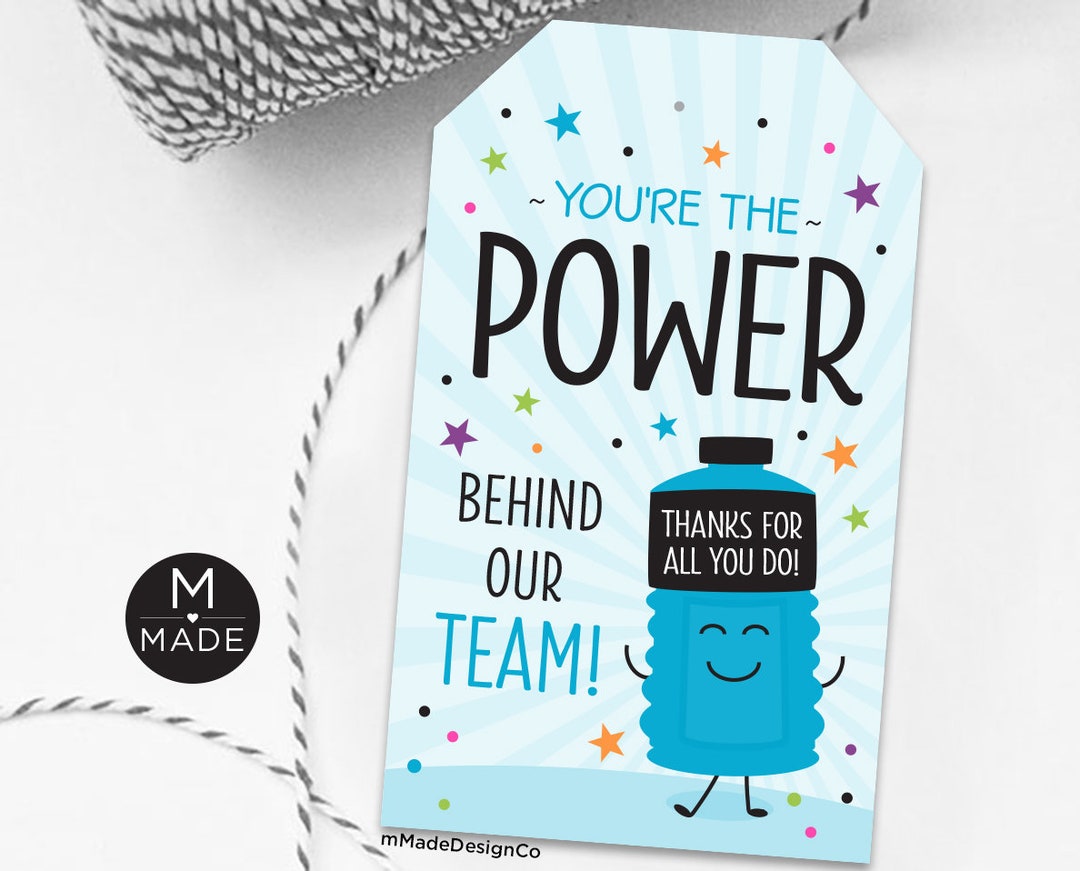 Sports Drink Tags You're the Power Behind Our Team Team Thank You ...