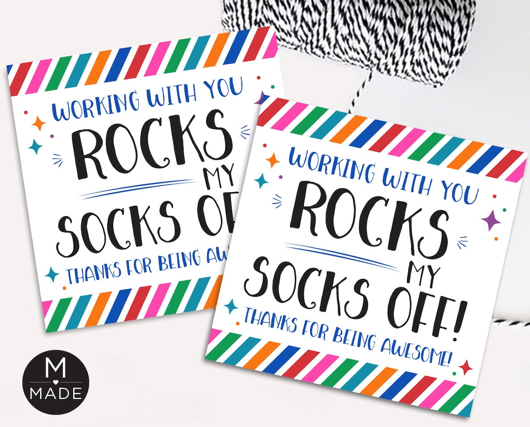 Working With You Rocks My Socks off Coworker Gift Tag Employee ...